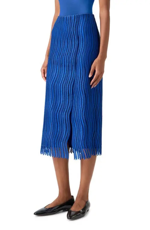 Akris Techno Lace Midi Pencil Skirt - Lapis Blue