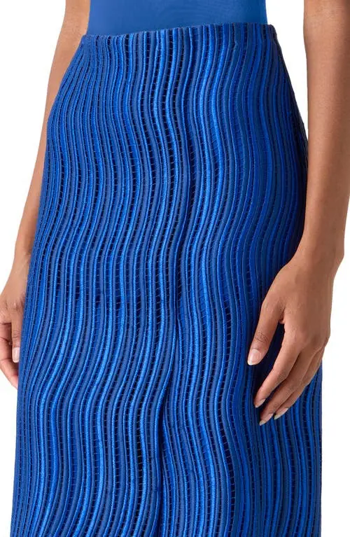 Akris Techno Lace Midi Pencil Skirt - Lapis Blue