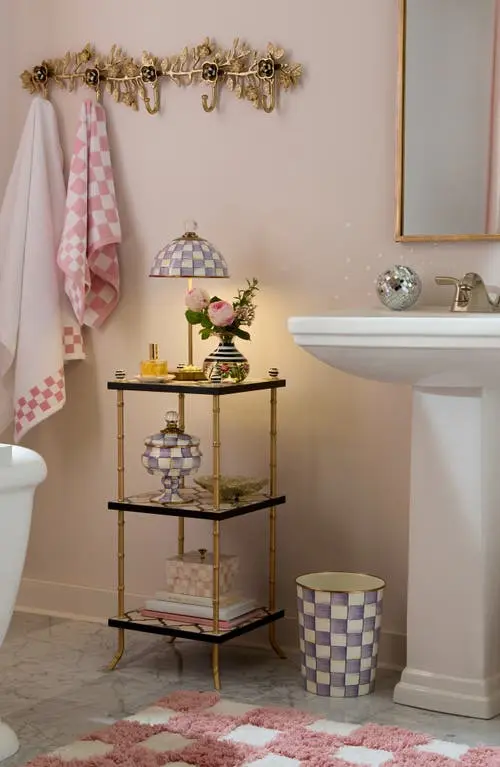 MACKENZIE-CHILDS Check Waste Bin - Violet