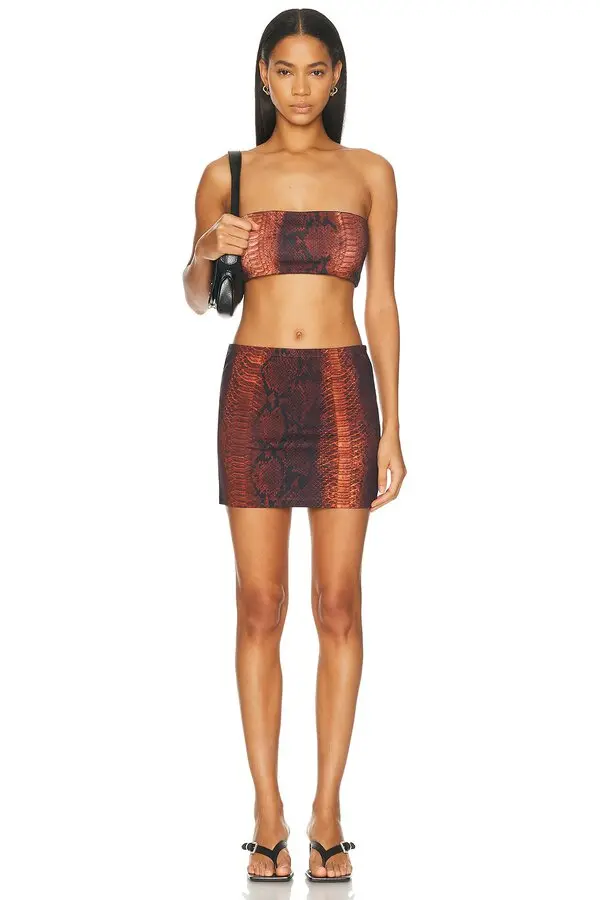 JEAN PAUL GAULTIER Cotton Ribbed Printed Python Bra Top
