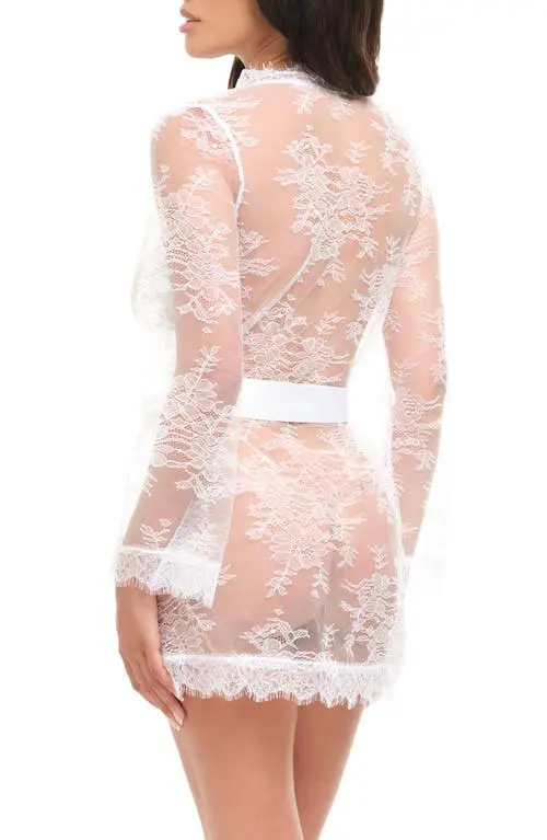 OH LA LA CHERI Amoré Lace Satin Bow Robe - Bright White