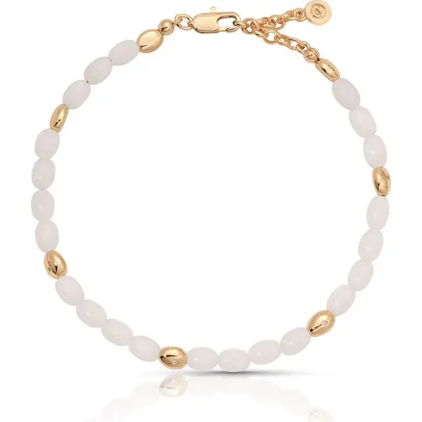 Ettika Freshwater Pearl And Cubic Zirconia Anklet - Bone