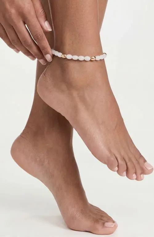 Ettika Freshwater Pearl And Cubic Zirconia Anklet - Bone