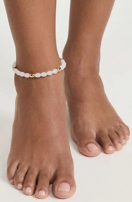 Ettika Freshwater Pearl And Cubic Zirconia Anklet - Bone