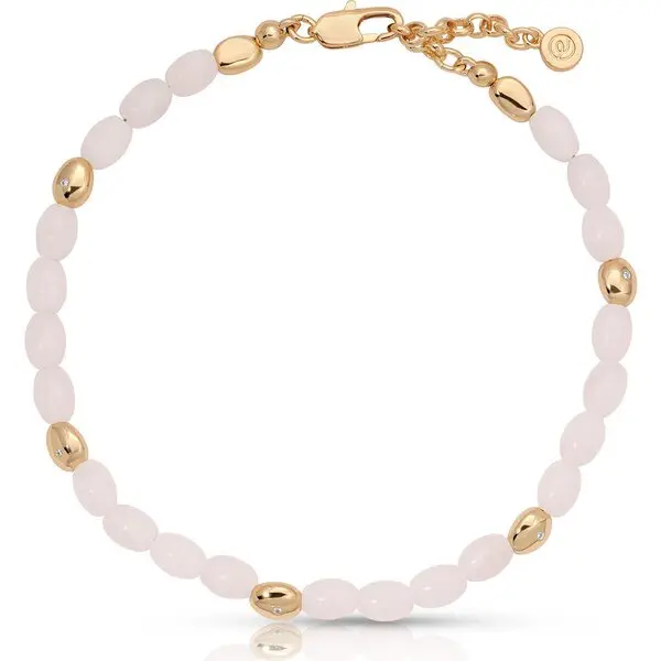 Ettika Freshwater Pearl And Cubic Zirconia Anklet - Rose Quartz