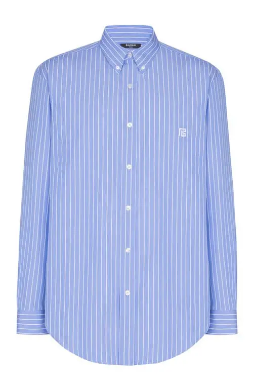 Balmain Striped Regular-fit Shirt - Blue