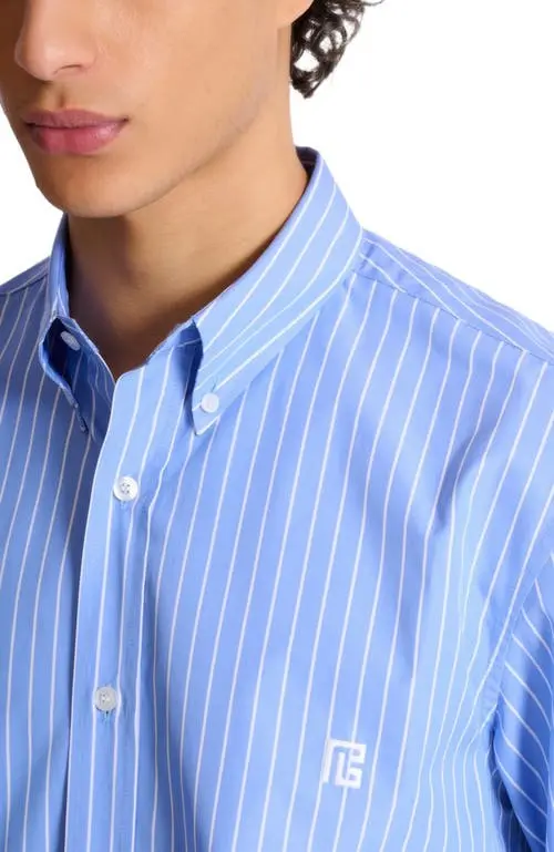 Balmain Striped Regular-fit Shirt - Blue