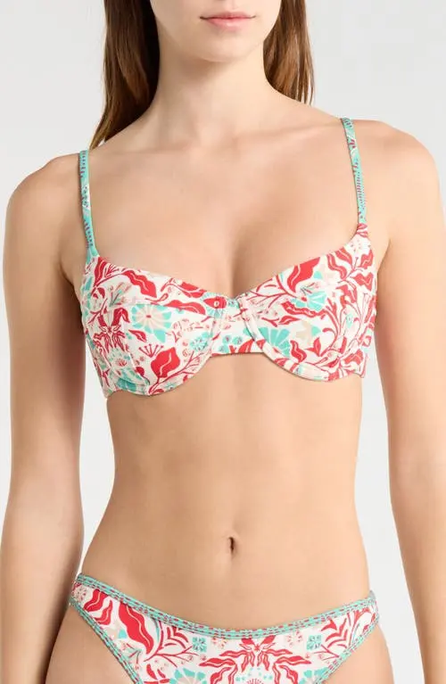 Ramy Brook Mona Print Underwire Swim Top - Flame Combo