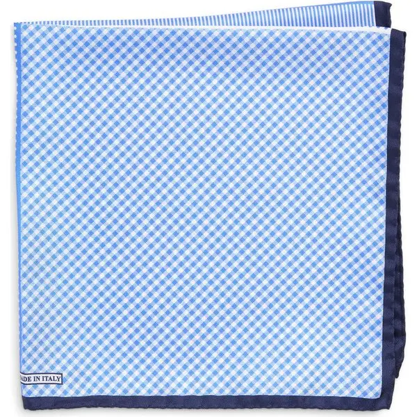 Nordstrom Panel Silk Pocket Square - Blue