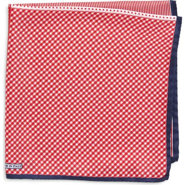 Nordstrom Panel Silk Pocket Square - Red
