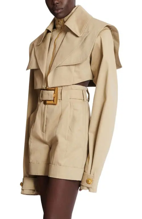 Balmain Cropped Gabardine Jacket