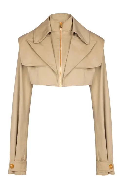 Balmain Cropped Gabardine Jacket