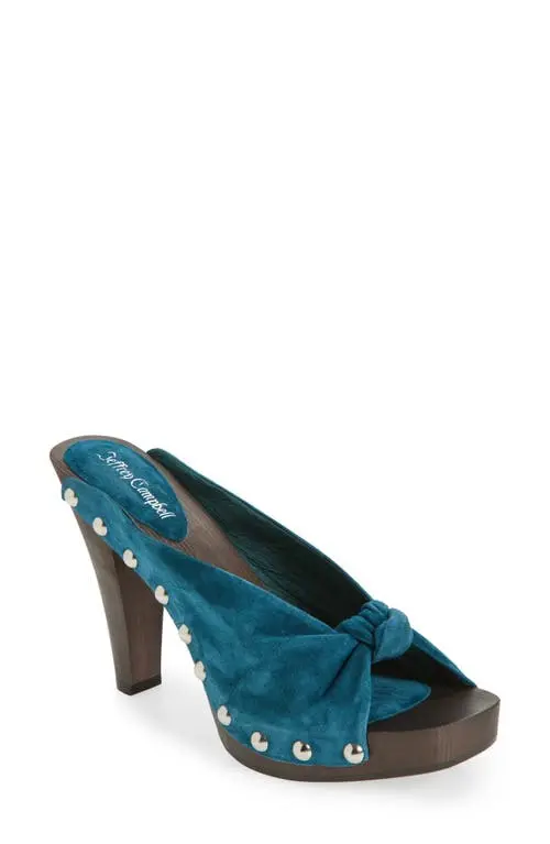 Jeffrey Campbell Belleza Studded Platform Sandal - Turquoise Suede