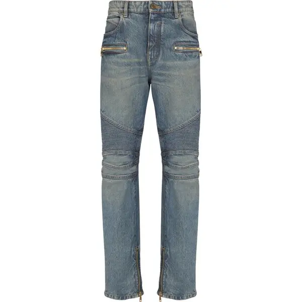 Balmain Biker Jeans In Vintage Denim