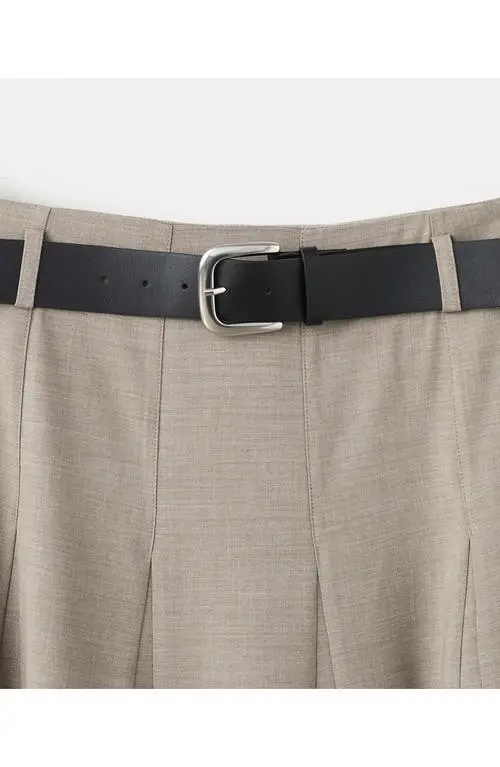 Mango Belted Godet Pleat A-line Skirt - Grey