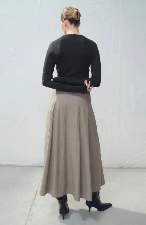 Mango Belted Godet Pleat A-line Skirt - Grey