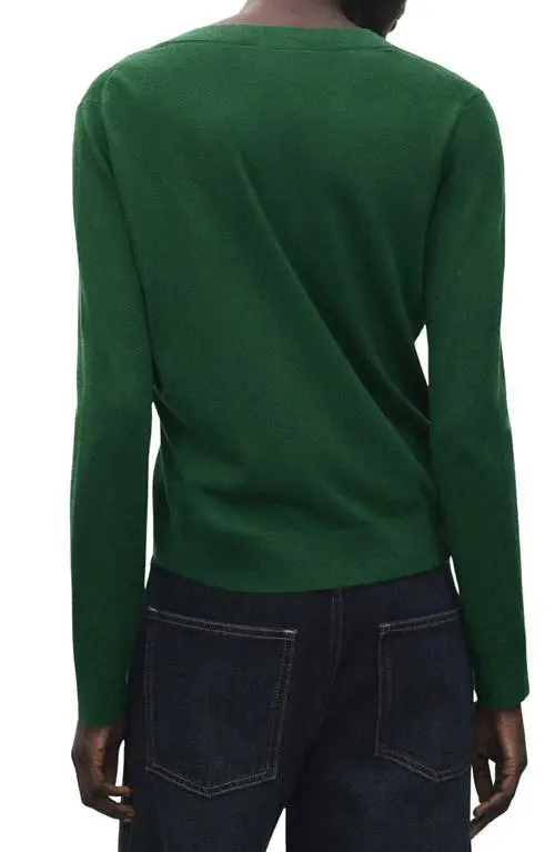 Mango V-neck Sweater - Dark Green