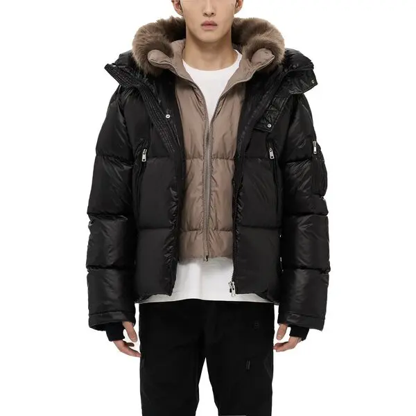 ALPHA STYLE Kudu Detachable Double Hood Puffer - Black