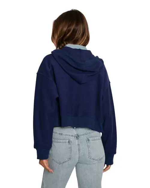 BELLE & BLOOM Fireside Cropped Utility Zip Jacket - Navy