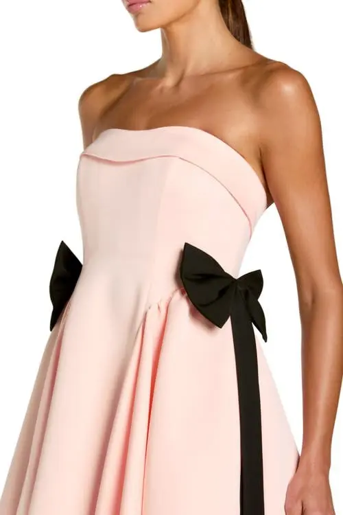 Mac Duggal Satin Strapless Ball Gown With Bows