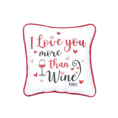 C&F HOME I Love You More Than" Hearts Valentine's Day Cotton Blend Mini Accent Pillow 10" X 10 - White