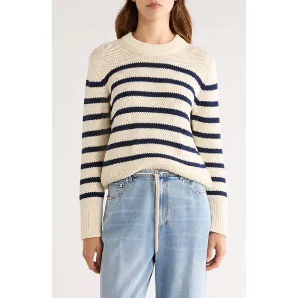 Rails Alise Stripe Cotton Sweater - Ivory Navy Stripe