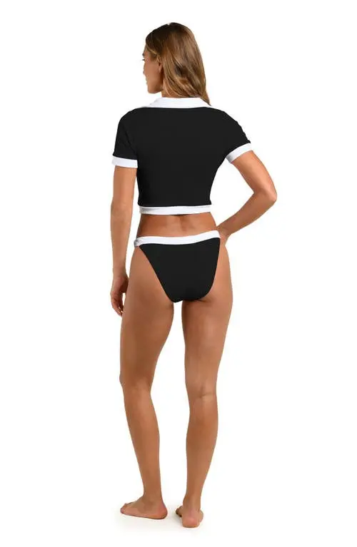 L'Agence Anastasia Colorblock Crop Rashguard - Black