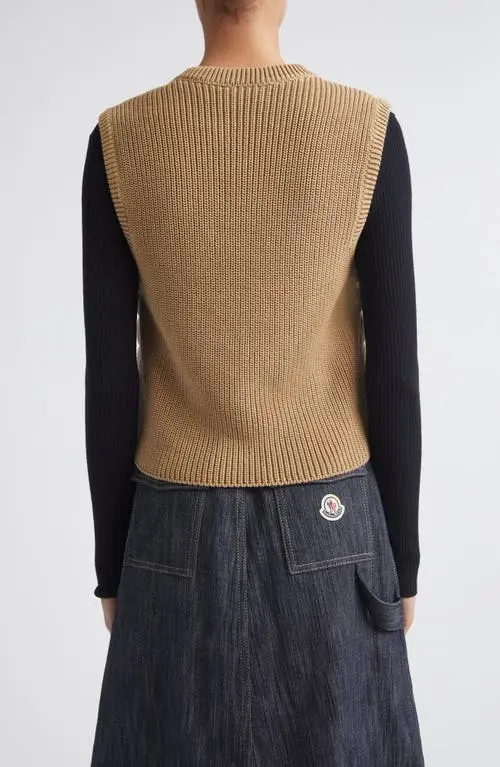 Moncler Knit & Quilted Down Vest - Beige