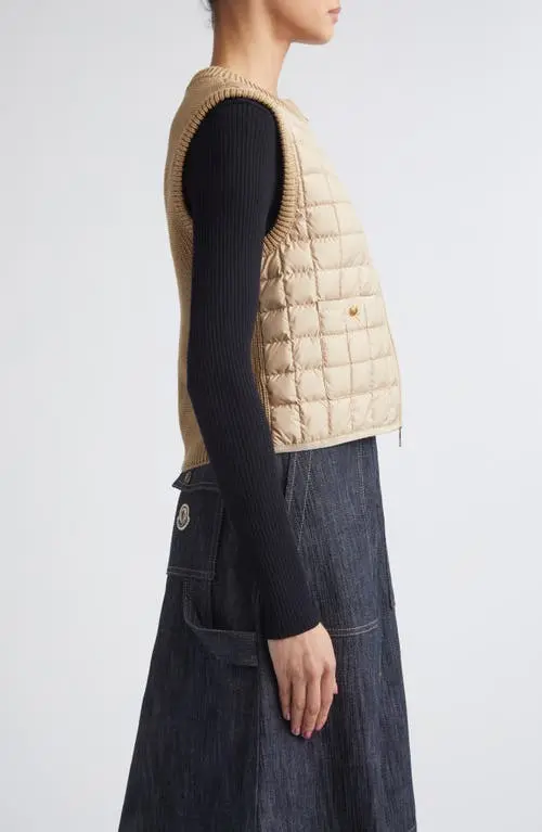 Moncler Knit & Quilted Down Vest - Beige