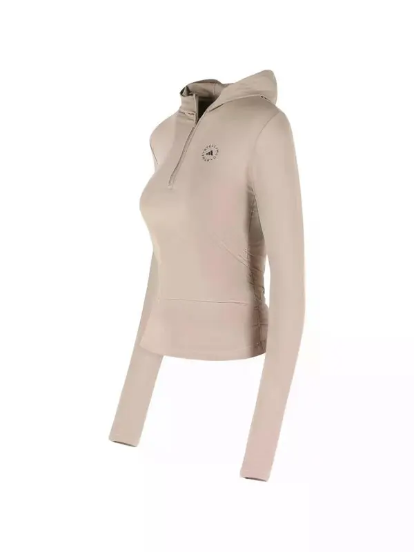 Adidas By Stella McCartney Longsleeve Hooded Knitwear With Partial Zip Closure - Neutrals
