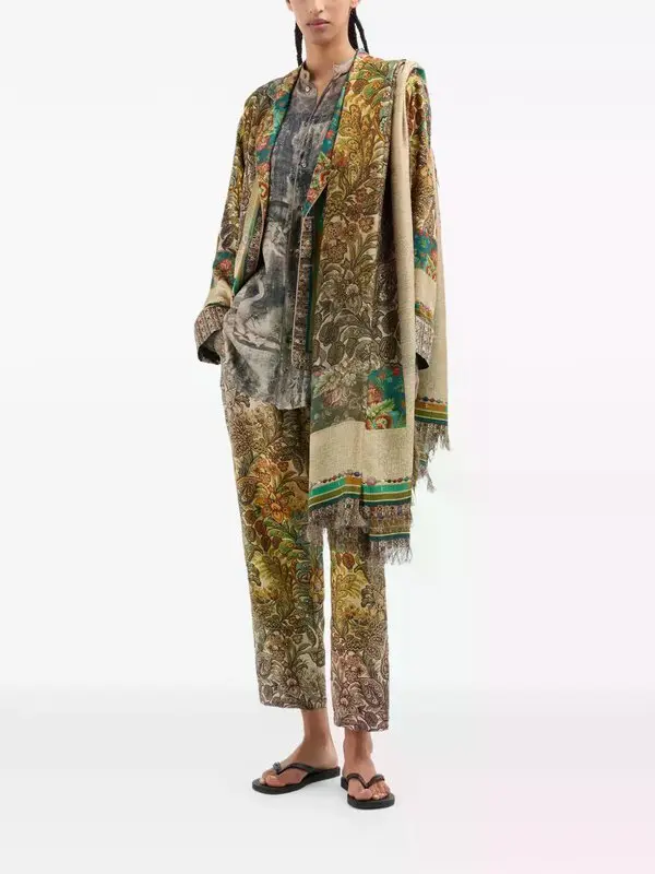 PIERRE-LOUIS MASCIA Aloe Botanical-print Silk Trousers - Green
