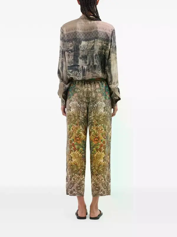 PIERRE-LOUIS MASCIA Aloe Botanical-print Silk Trousers - Green