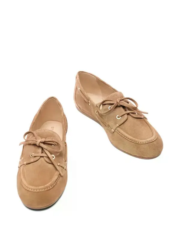 STUART WEITZMAN Suede Lace-up Loafers - Neutrals