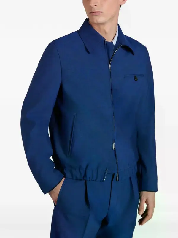 Montedoro Primo Zip-up Wool Bomber Jacket - Blue