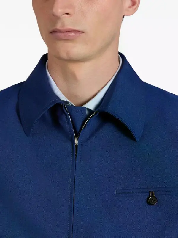 Montedoro Primo Zip-up Wool Bomber Jacket - Blue