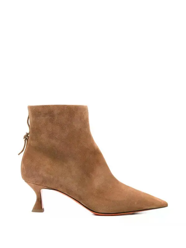 Santoni Point-toe Suede Boots - Neutrals