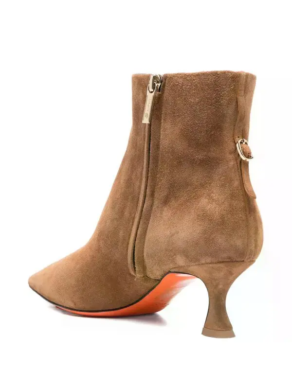 Santoni Point-toe Suede Boots - Neutrals