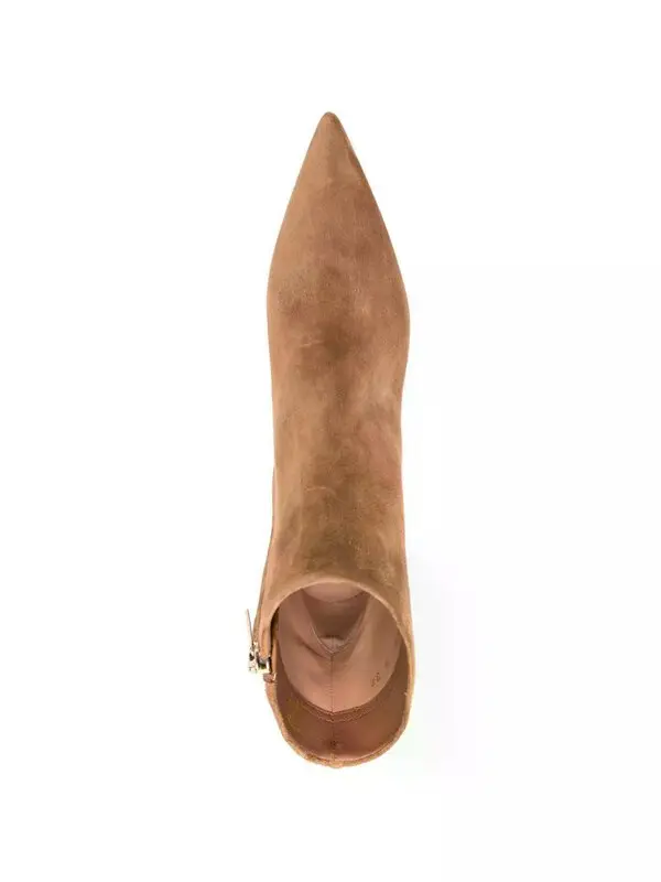 Santoni Point-toe Suede Boots - Neutrals