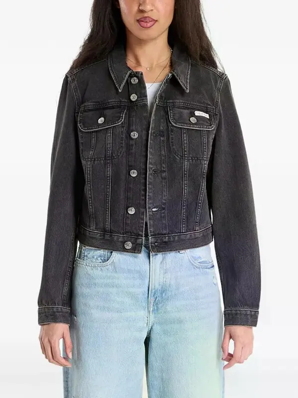 Calvin Klein Denim Cropped Jacket - Grey