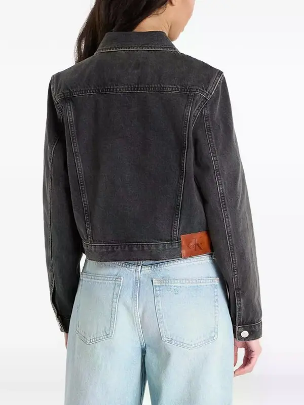 Calvin Klein Denim Cropped Jacket - Grey
