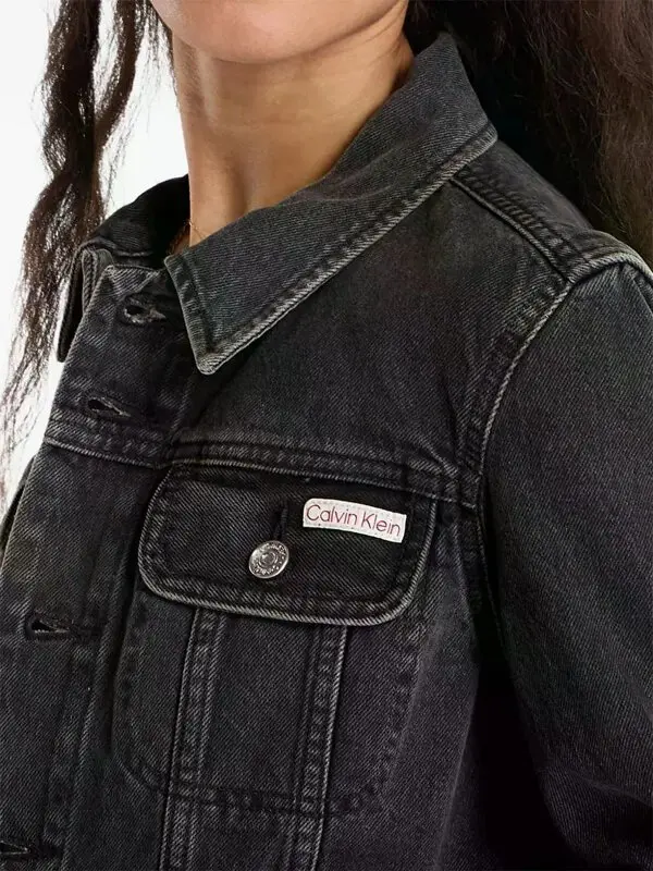 Calvin Klein Denim Cropped Jacket - Grey