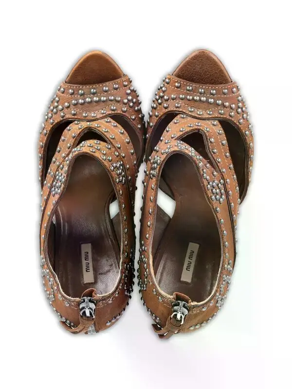 Miu Miu Studded Peep-toe Platform Pumps