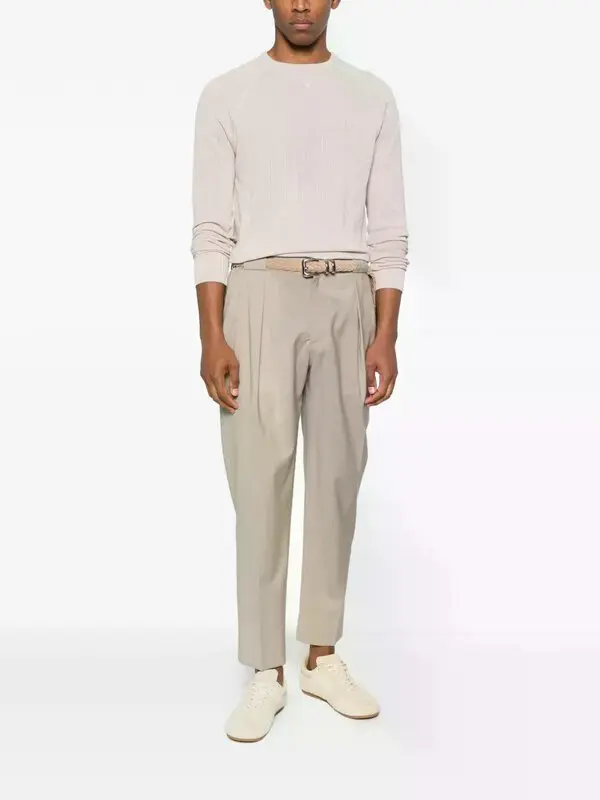 Eleventy Round-neck Fine Knit Sweater - Neutrals