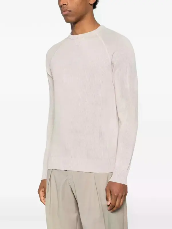Eleventy Round-neck Fine Knit Sweater - Neutrals