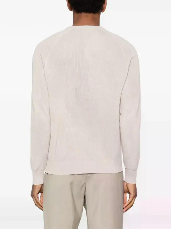Eleventy Round-neck Fine Knit Sweater - Neutrals
