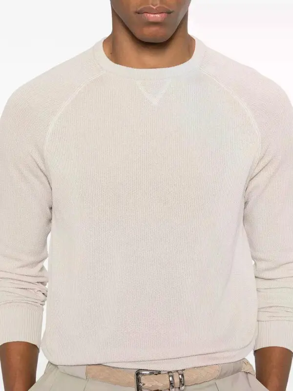 Eleventy Round-neck Fine Knit Sweater - Neutrals