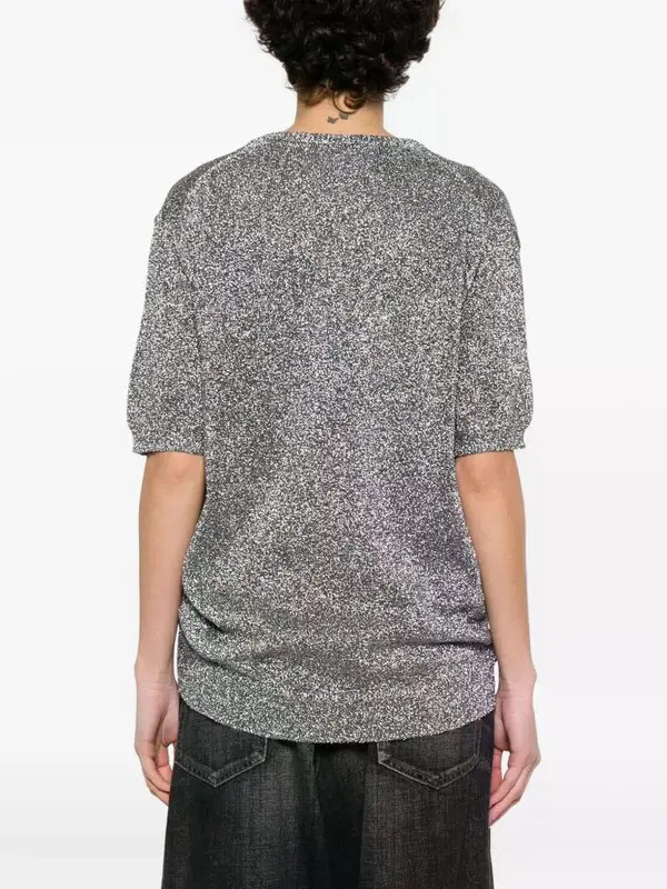 CIRCUS HOTEL V-neck Short Sleeve Top - Grey