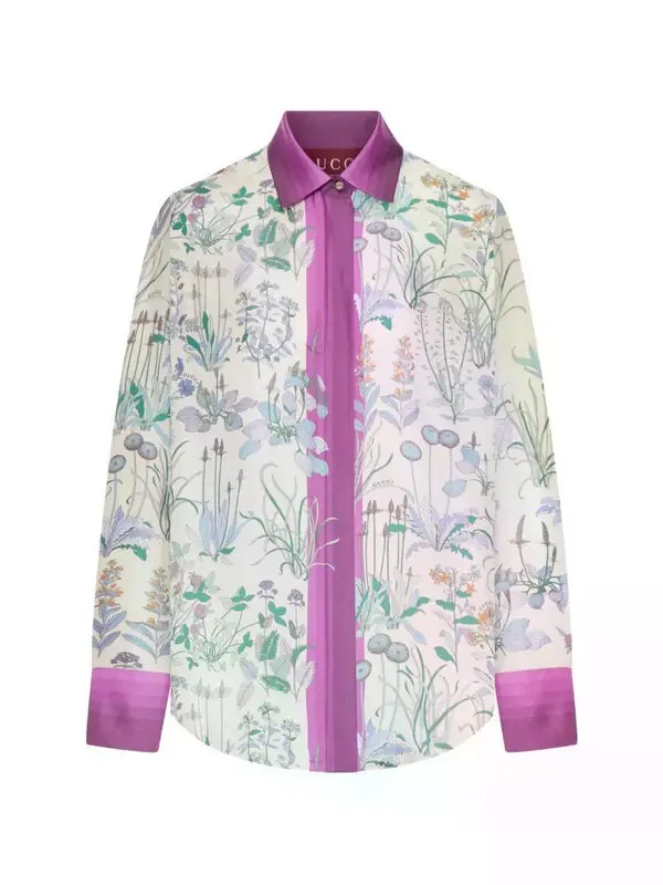 Gucci Floral Print Silk Top - Neutrals
