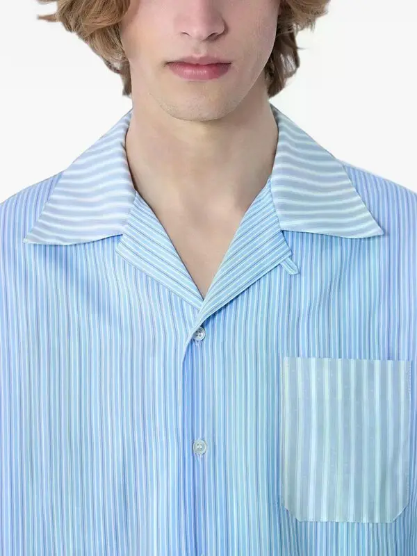 Marni Striped Poplin Bowling Shirt With Contrast Accents
