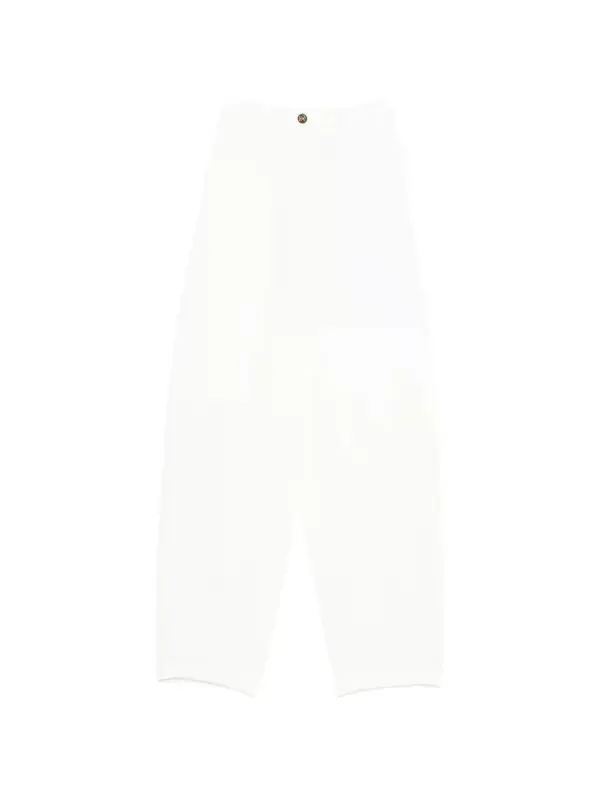Elisabetta Franchi Logo-detail Palazzo Pants - White